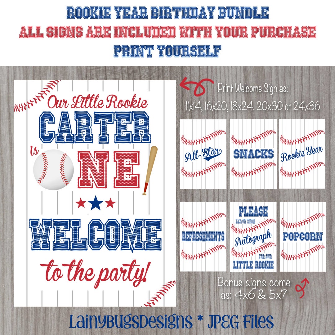 Little Rookie Birthday Welcome Sign - Rookie Year Sign - Birthday ...