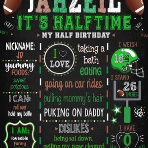 Football Half Birthday Chalkboard Sign - Print Yourself - Football ...