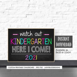 Watch Out Kindergarten Here I Come Sign Instant 8x10 | Etsy