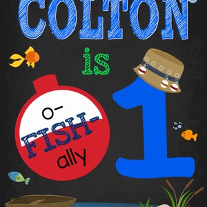 O-fish-ally One Chalkboard - Printable Boy's First Birthday Chalkboard ...