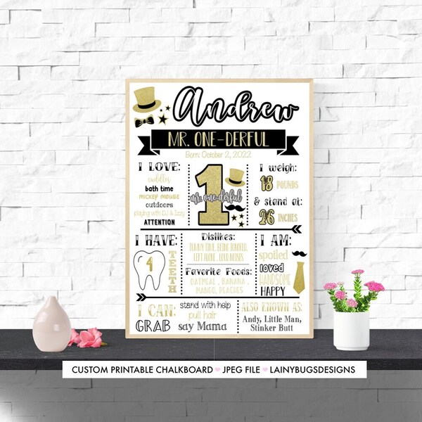 Mr Onederful Printable Sign - Etsy
