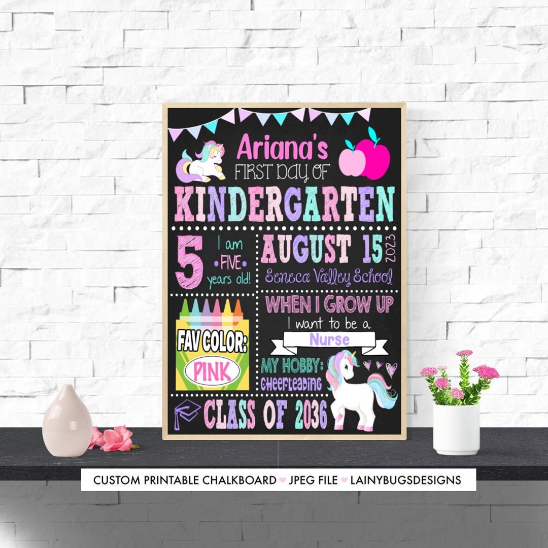 Unicorn First Day of School Sign - First Day of Pre-k - Any Grade ...