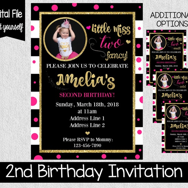 Little Miss Two Cute Invitations - Etsy