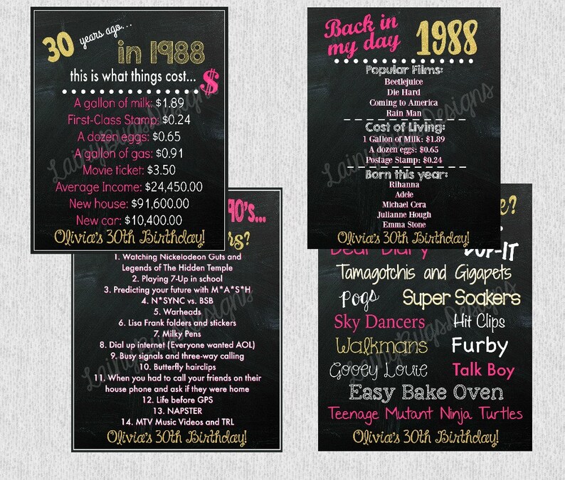 30th Birthday Poster 30th Birthday Fun Facts 1991 the - Etsy