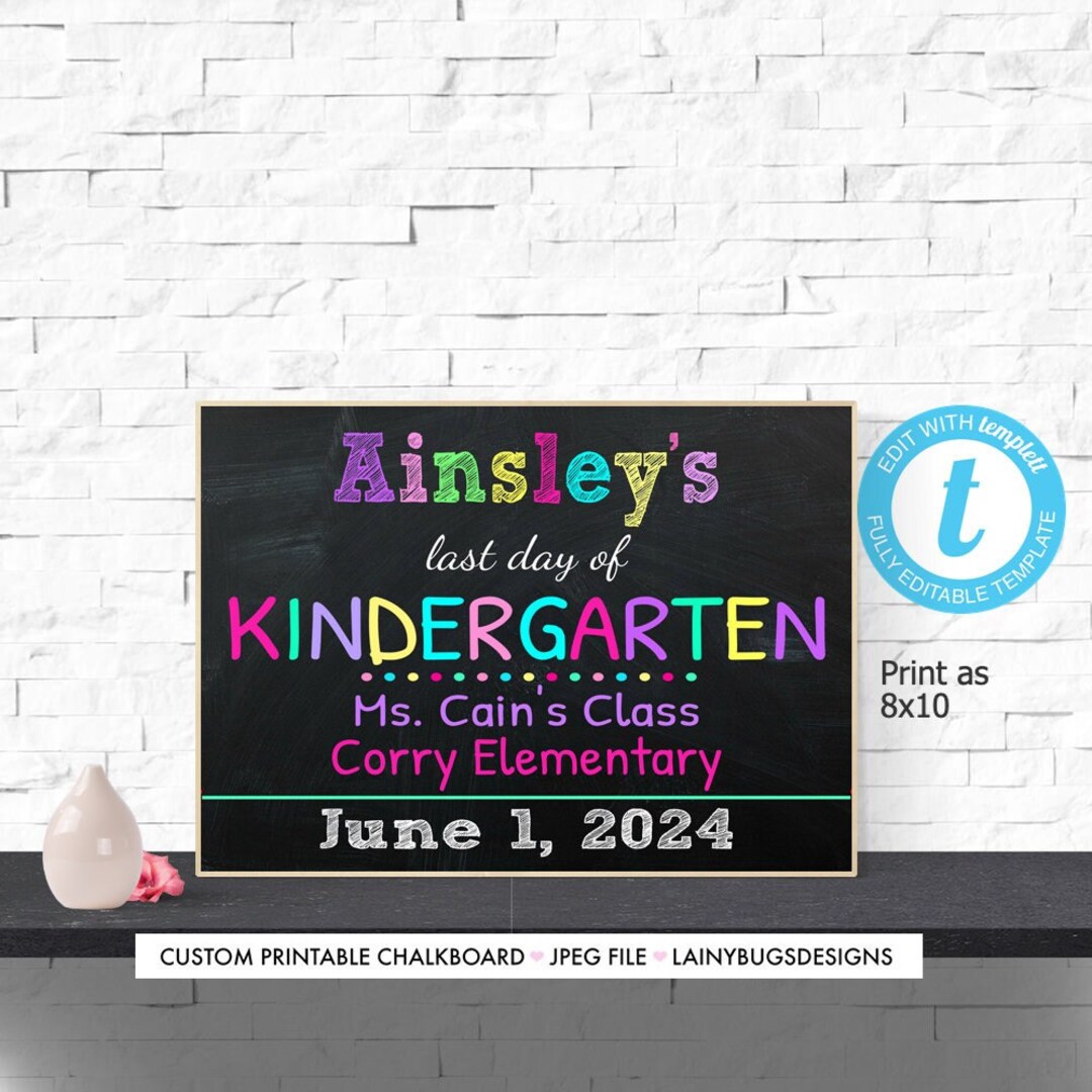 Last Day of School Sign - Edit Yourself - Print Yourself - Distance ...
