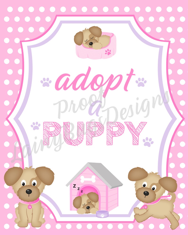 Adopt a Puppy Sign Cute Puppy Party Decor Instant Download - Etsy