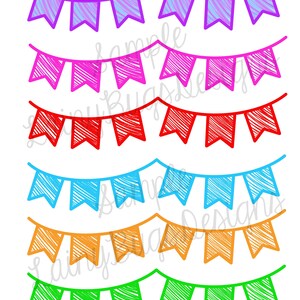 Hand Drawn Banner Clipart - Doodles - Pennant Banners - Colorful ...