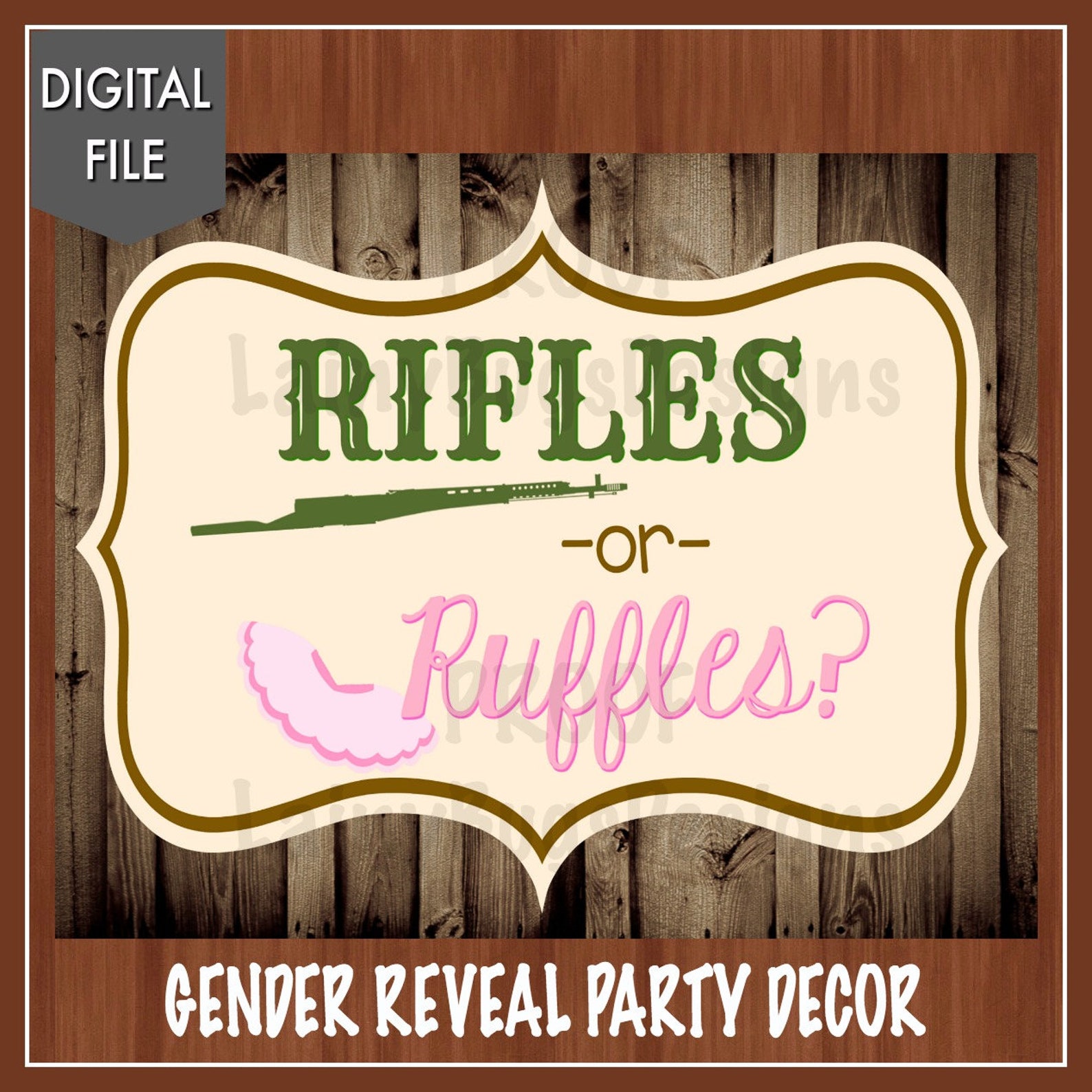 Rifles or Ruffles Gender Reveal Party Decor Rustic Gender | Etsy