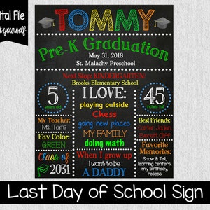 Pre-k Graduation Chalkboard - Preschool Chalkboard Sign - Digital ...