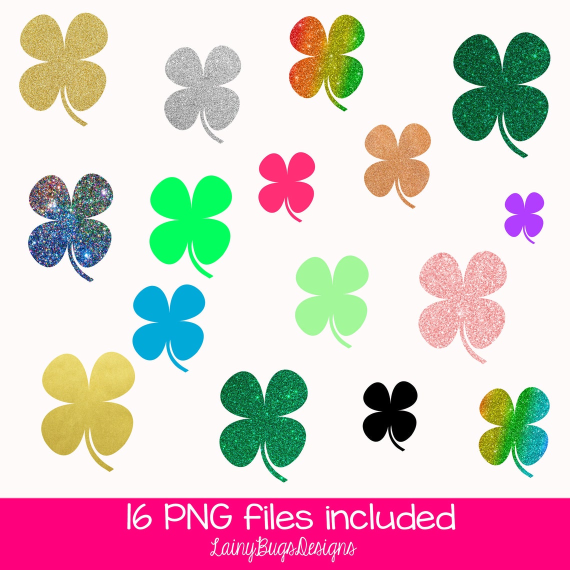 Shamrock Clipart St. Patrick's Day Cliparts Glitter | Etsy