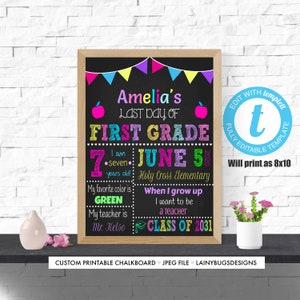 Edit Yourself Last Day of First Grade Sign - Last Day of School ...