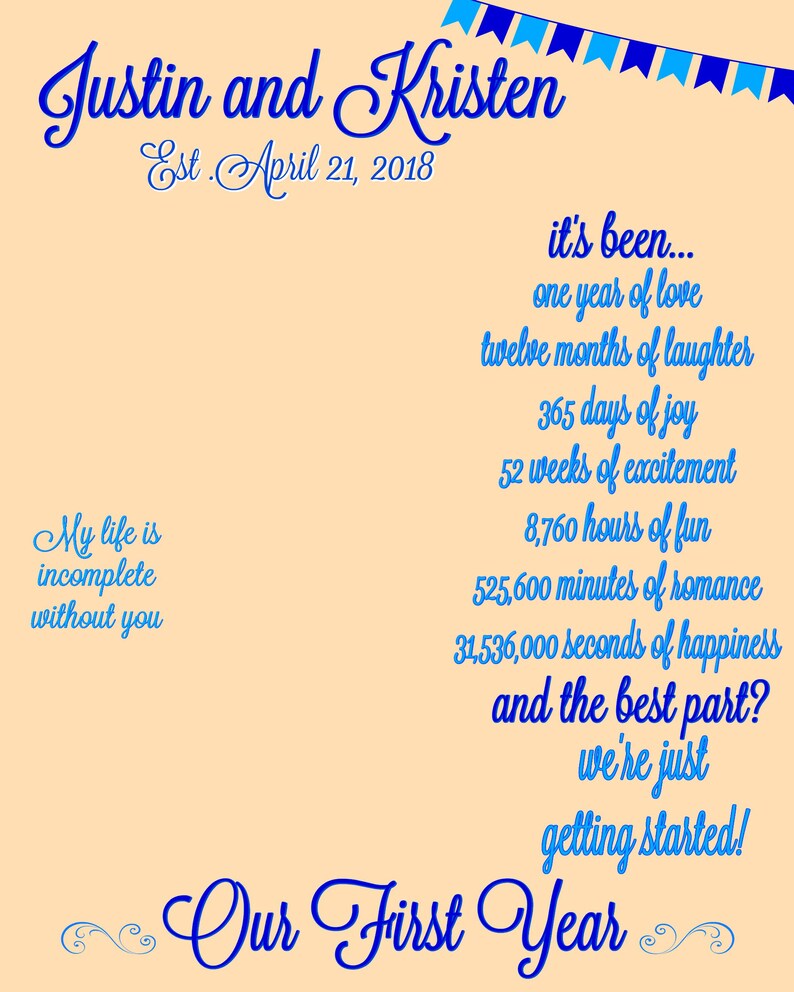 One Year Anniversary Our First Year First Year Together - Etsy