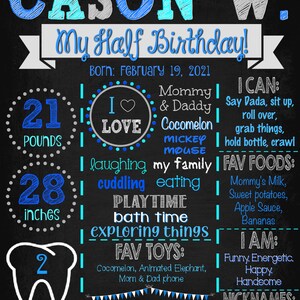 Boy's Half Birthday Chalkboard Sign - Print Yourself - Blue Half ...