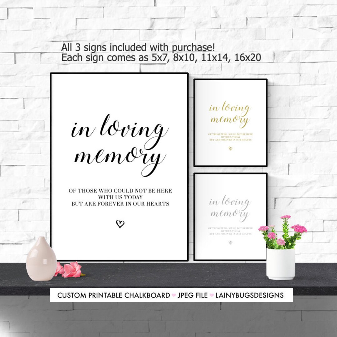 In Loving Memory Wedding Sign - Forever in Our Hearts - Wedding Memory ...