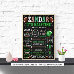 Football Half Birthday Chalkboard Sign - Print Yourself - Football ...