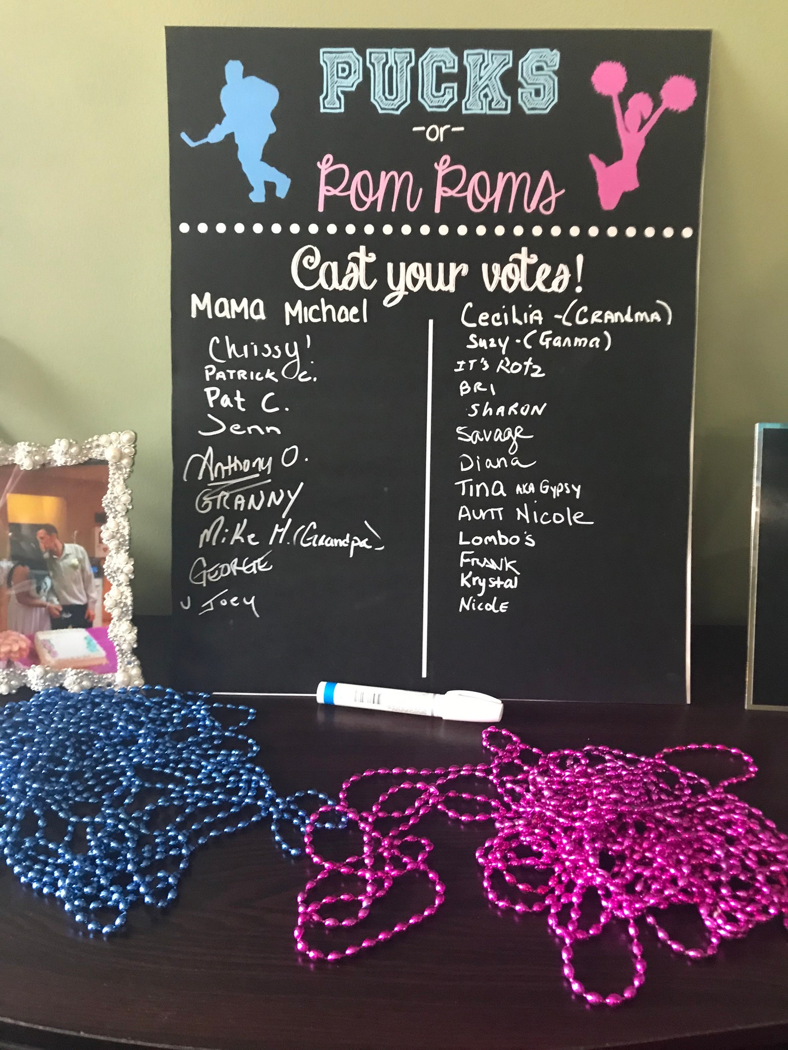 Gender Reveal Voting Chart Blue or Pink Pucks or Pom Poms - Etsy