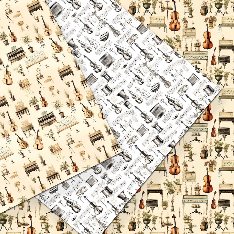 Music Digital Paper Pack Seamless Digital Background Scrapbooking Pages ...