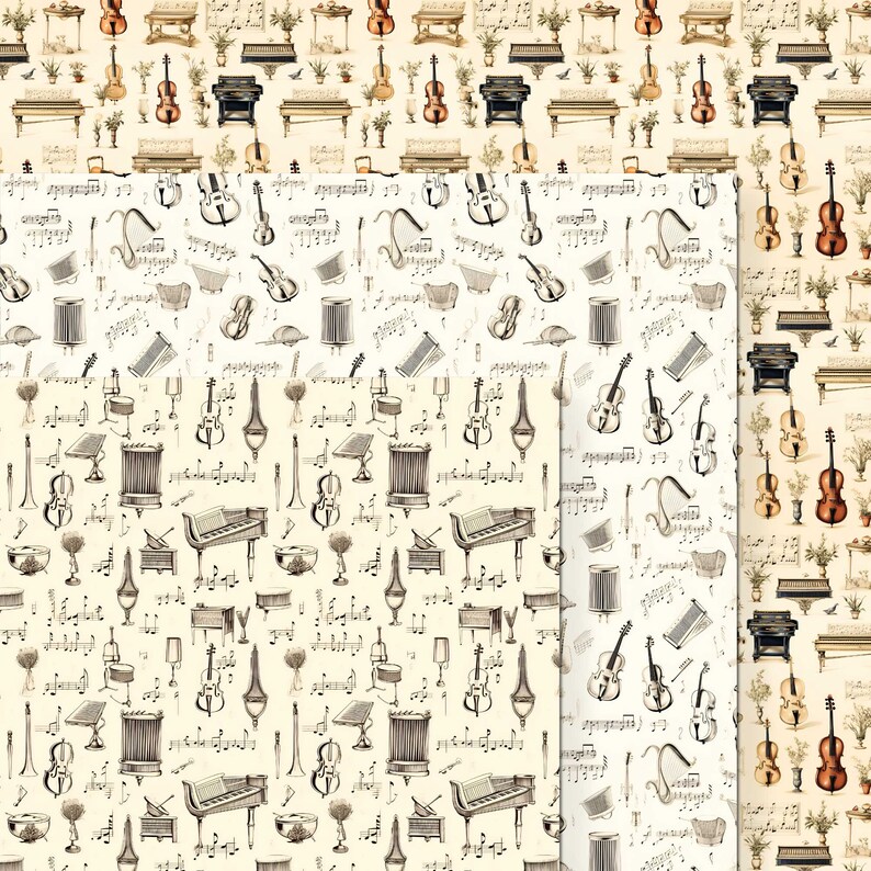 Music Digital Paper Pack Seamless Digital Background Scrapbooking Pages ...