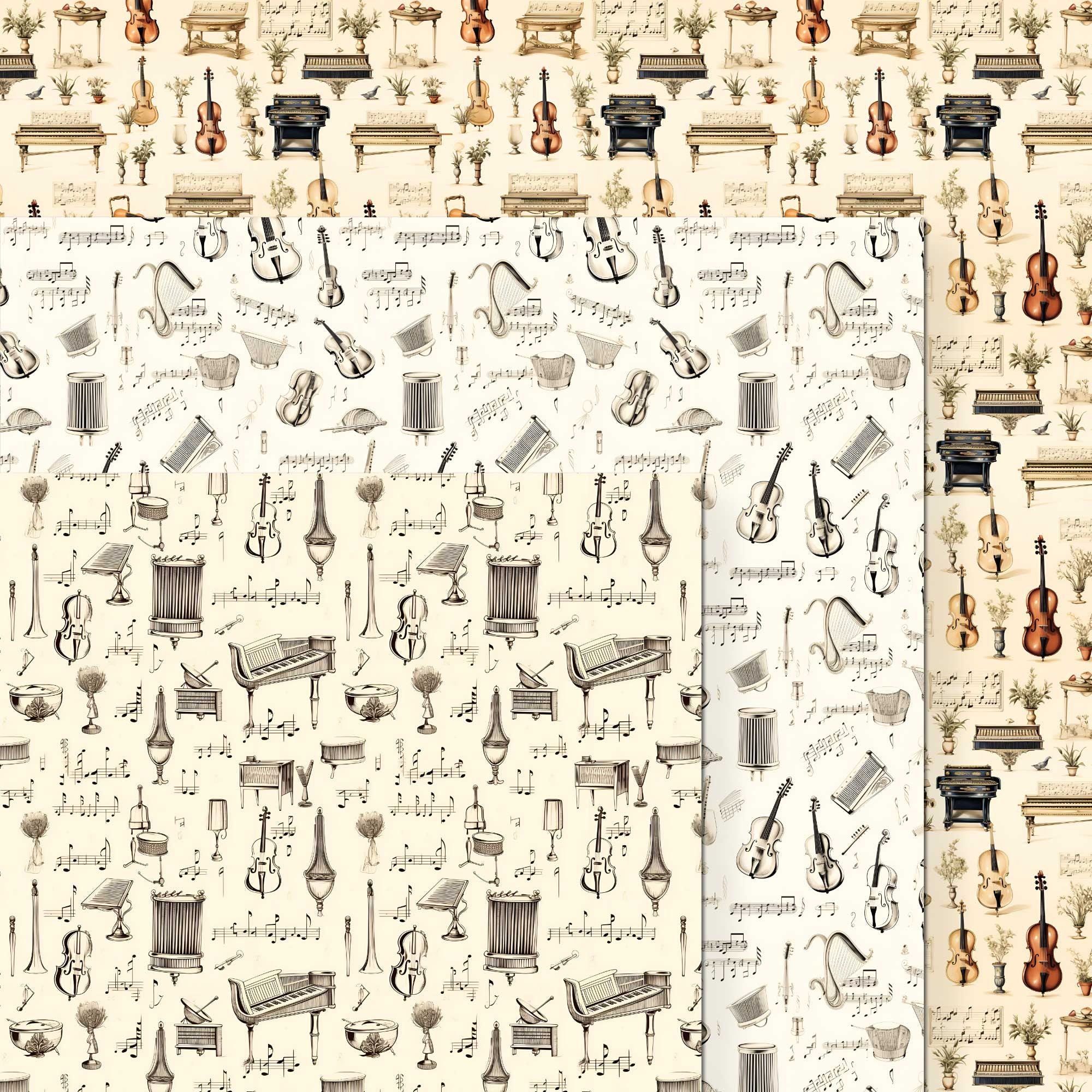 Music Digital Paper Pack Seamless Digital Background Scrapbooking Pages ...