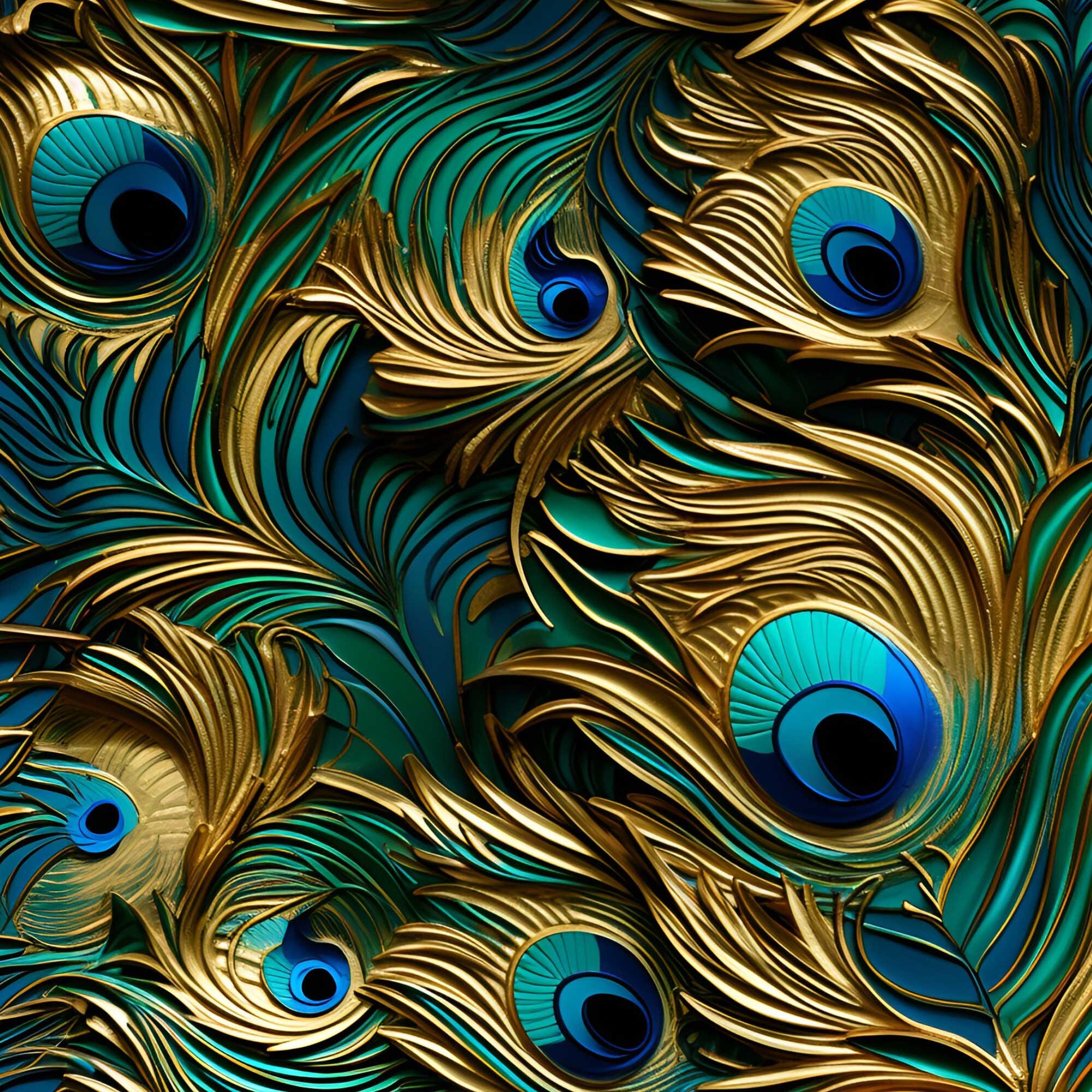 Stylized Peacock Feather Tiles - Premium Digital Tile Seamless Design ...