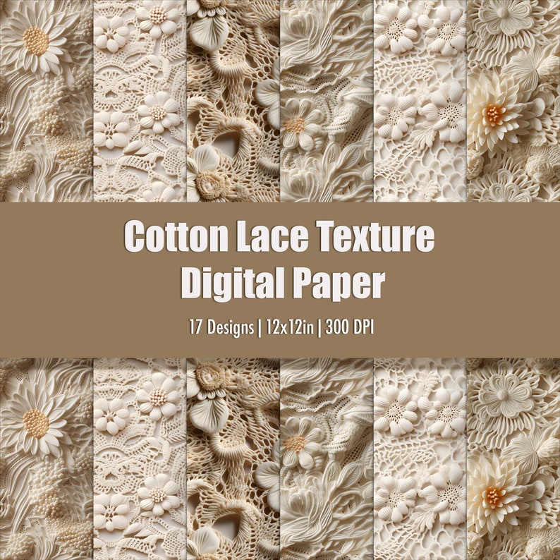 Cotton Lace Digital Paper Pack - Seamless Digital Background - Lace ...