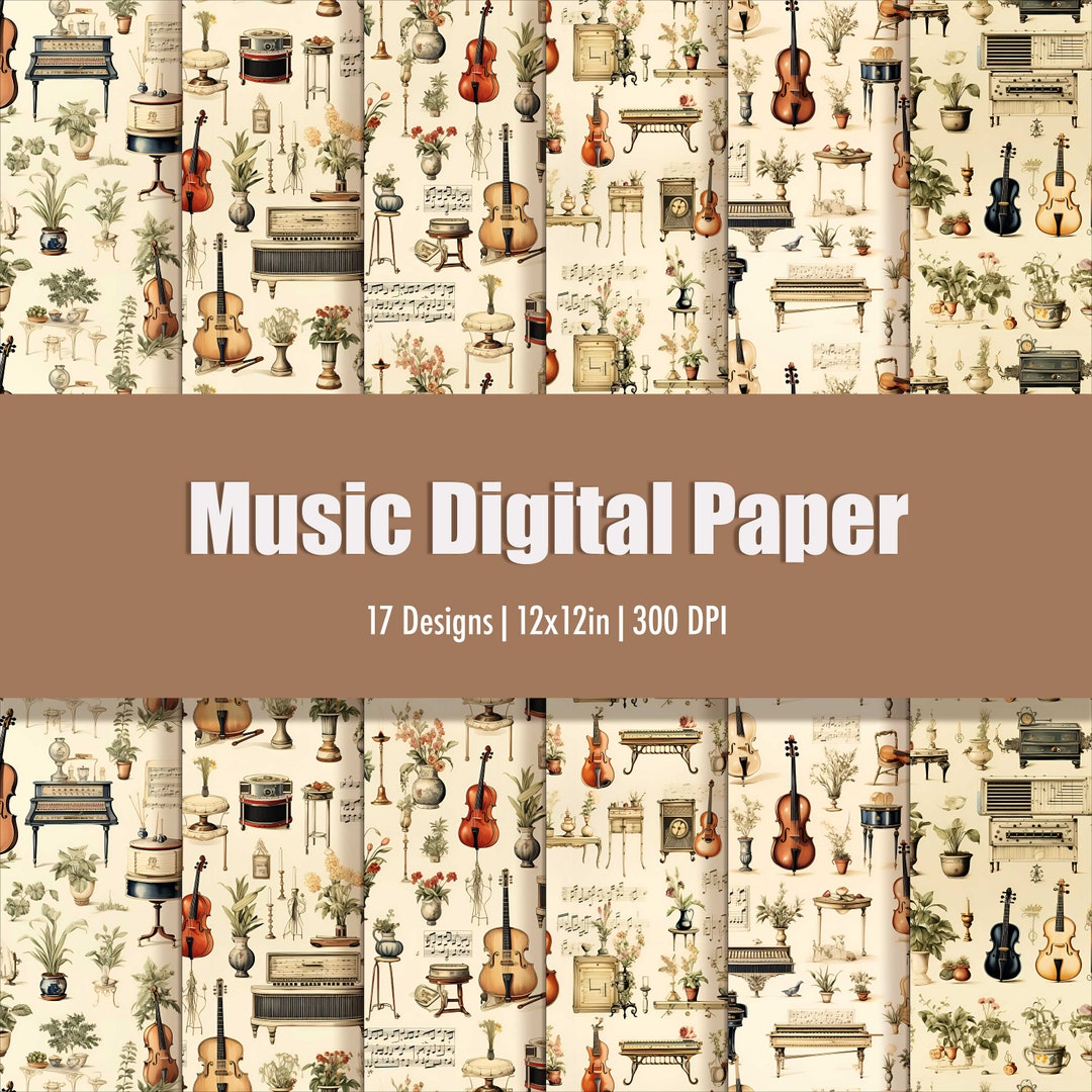 Music Digital Paper Pack - Seamless Digital Background - Scrapbooking ...