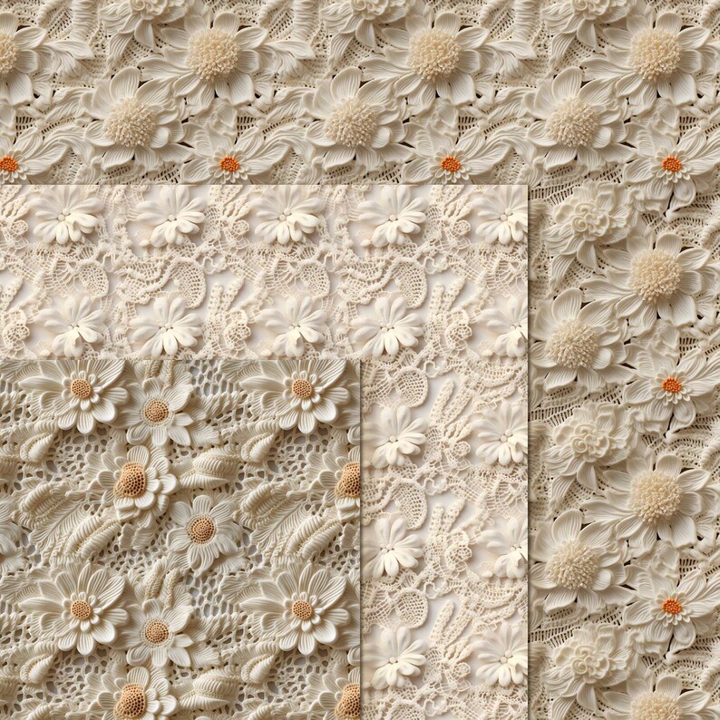 Cotton Lace Digital Paper Pack Seamless Digital Background Lace Chic ...
