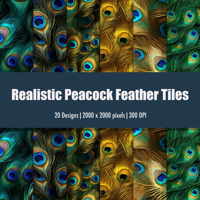 Realistic Peacock Feather Tiles - Premium Digital Tile Seamless Design ...