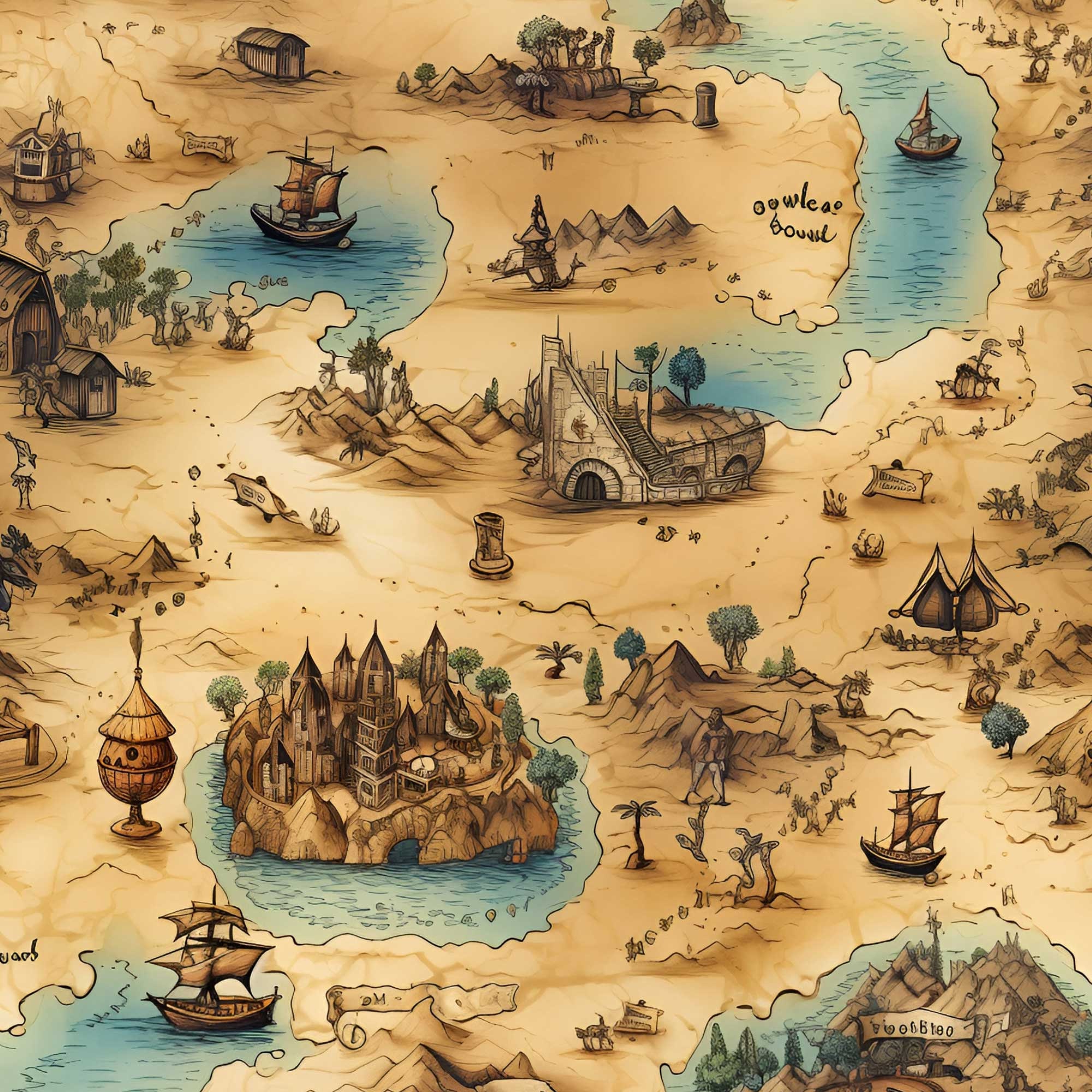 Nautical Parchment Maps Digital Paper Pack - Seamless Digital ...