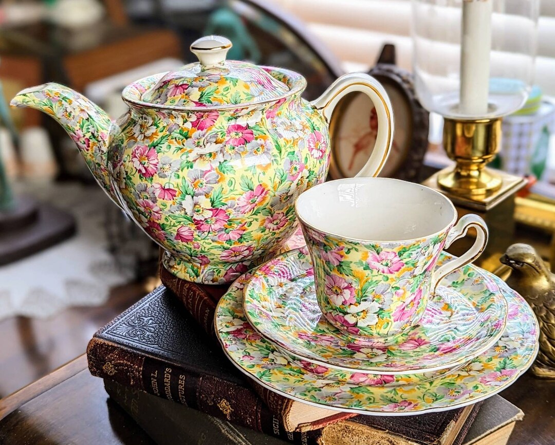 Vintage Ridgway Portland Pottery Cobridge Poppy Chintz 4-5 Cup Teapot ...