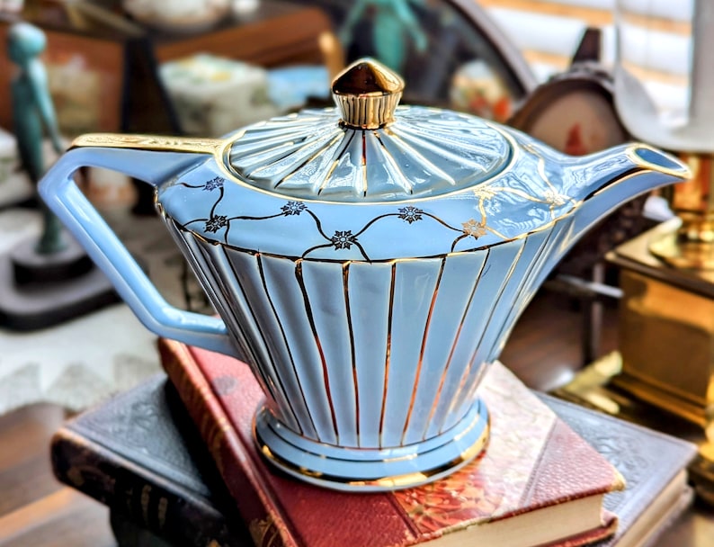 Vintage Art Deco Style Fluted Fan Shape Sadler Cinderella Blue - Etsy