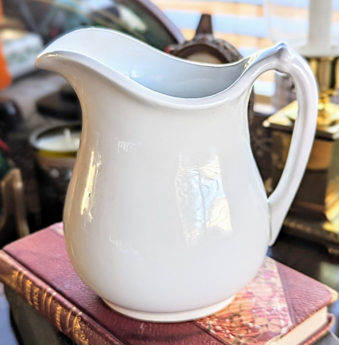 Antique Homer Laughlin Stone White Pitcher: Elegant USA Pottery - Etsy