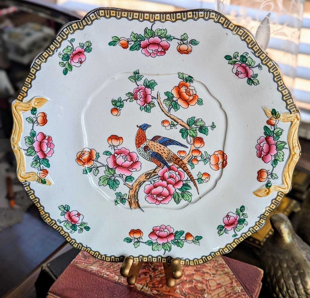 Antique Whieldon Ware Cake Plate 10.5 Inch F. Winkle & Co. Pheasant ...