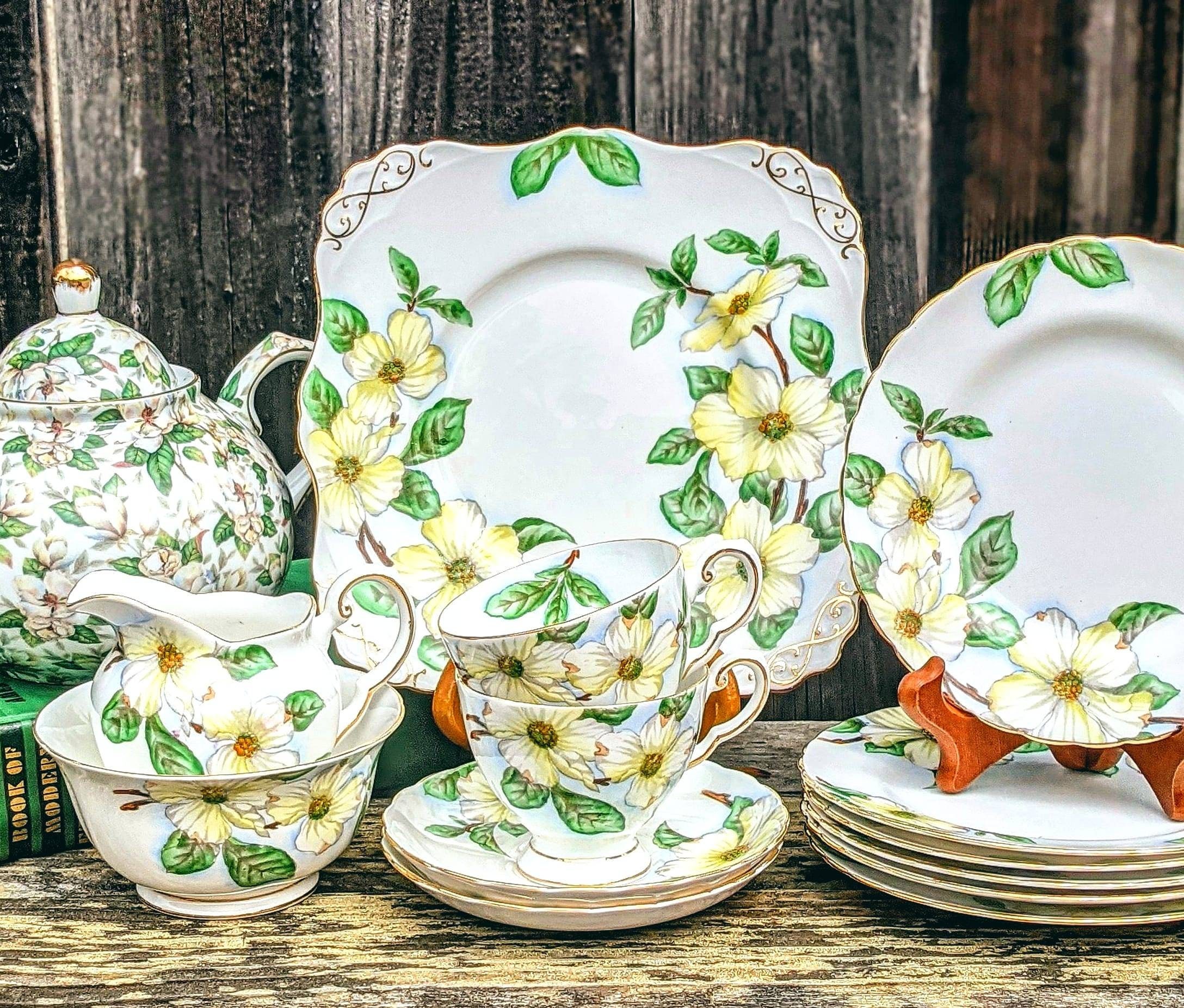 Vintage English Tuscan Bone China In The Dogwood Pattern-Cup & | Etsy