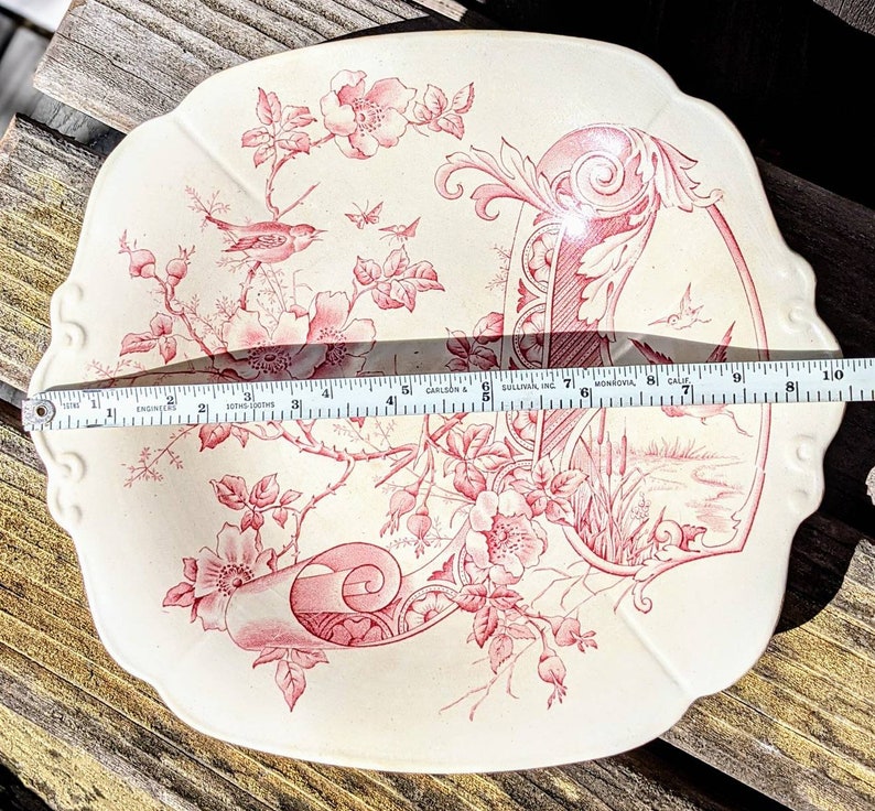 Rare Antique Pink melrose Bird Florals Pattern - Etsy