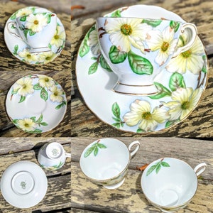 Vintage English Tuscan Bone China in the Dogwood Pattern-cup & Saucers ...
