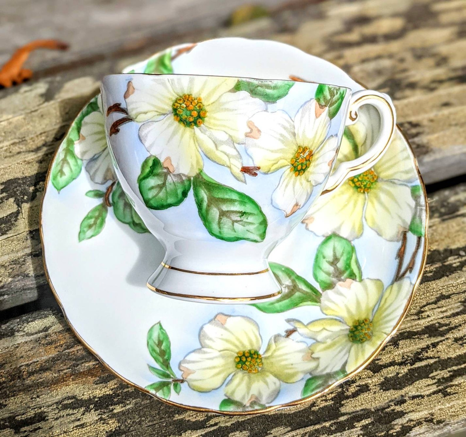 Vintage English Tuscan Bone China in the Dogwood Pattern-cup & - Etsy