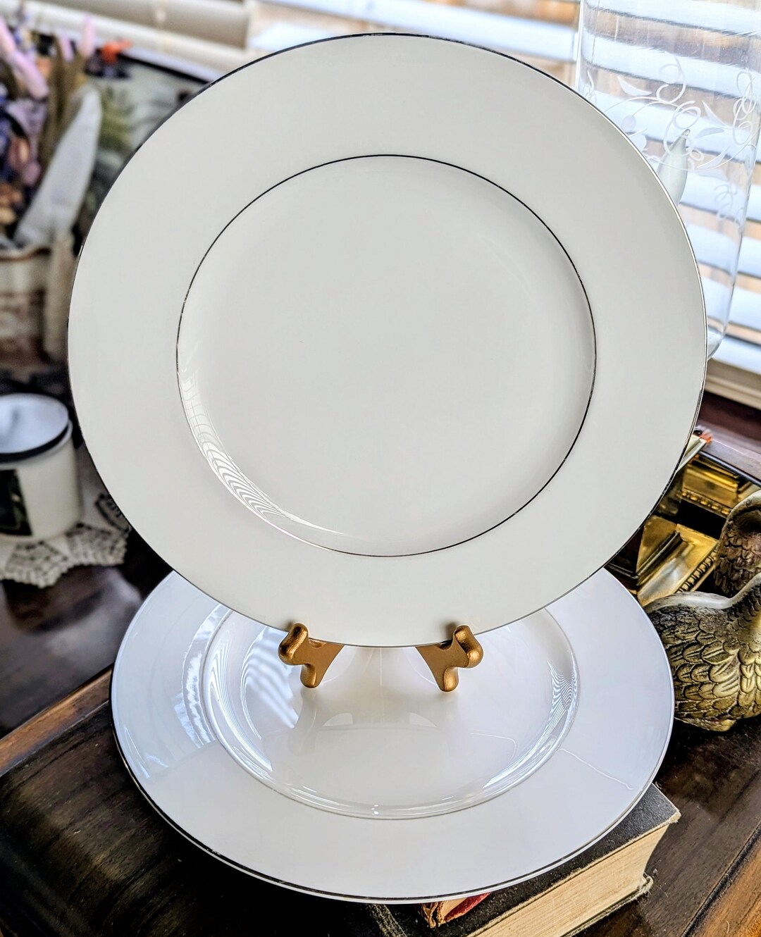 Wedgwood Bone China Signet Platinum Pattern Dinner Plate , Set of Two ...