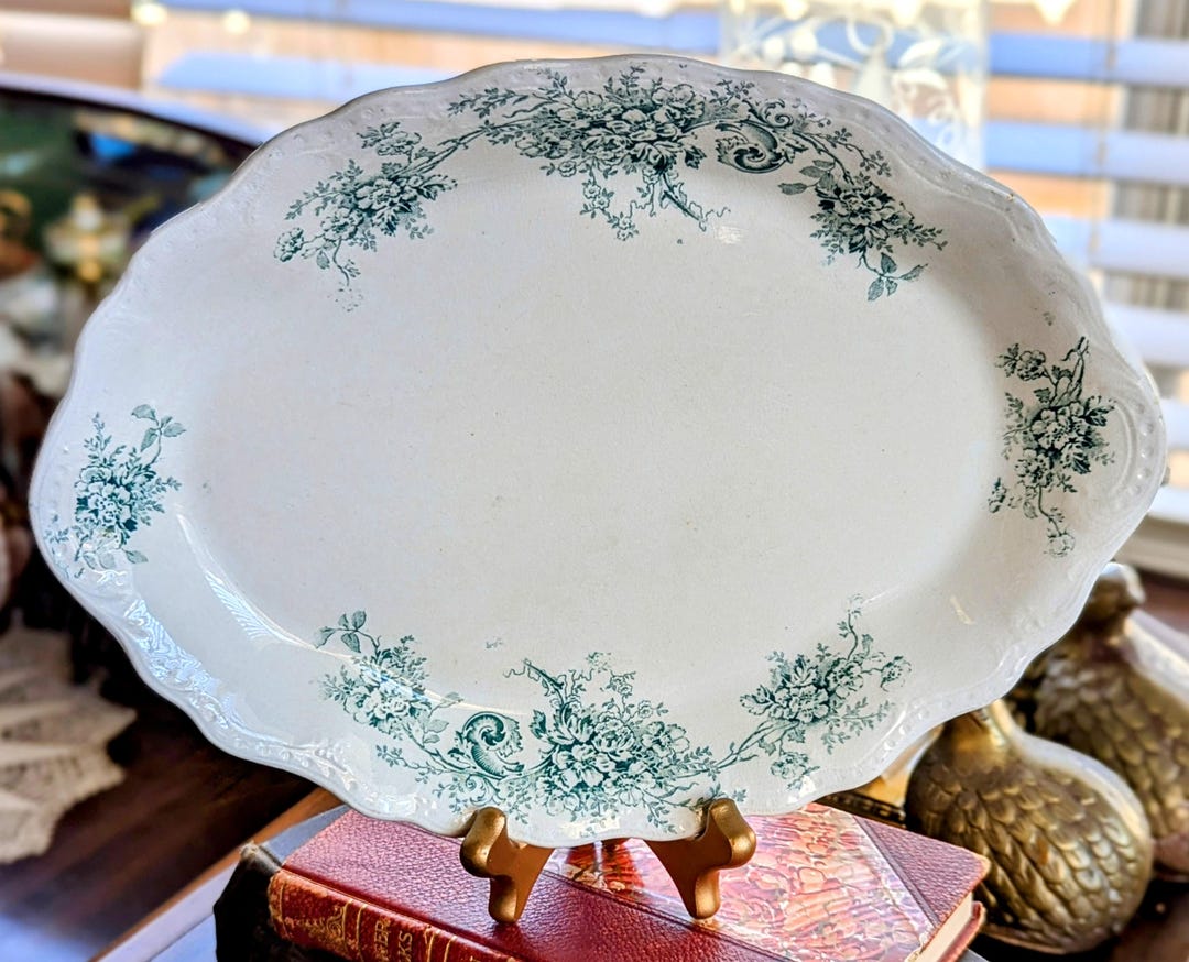 Perfect Patina Antique Buffalo Pottery Seneca Pattern Embossed Oval ...