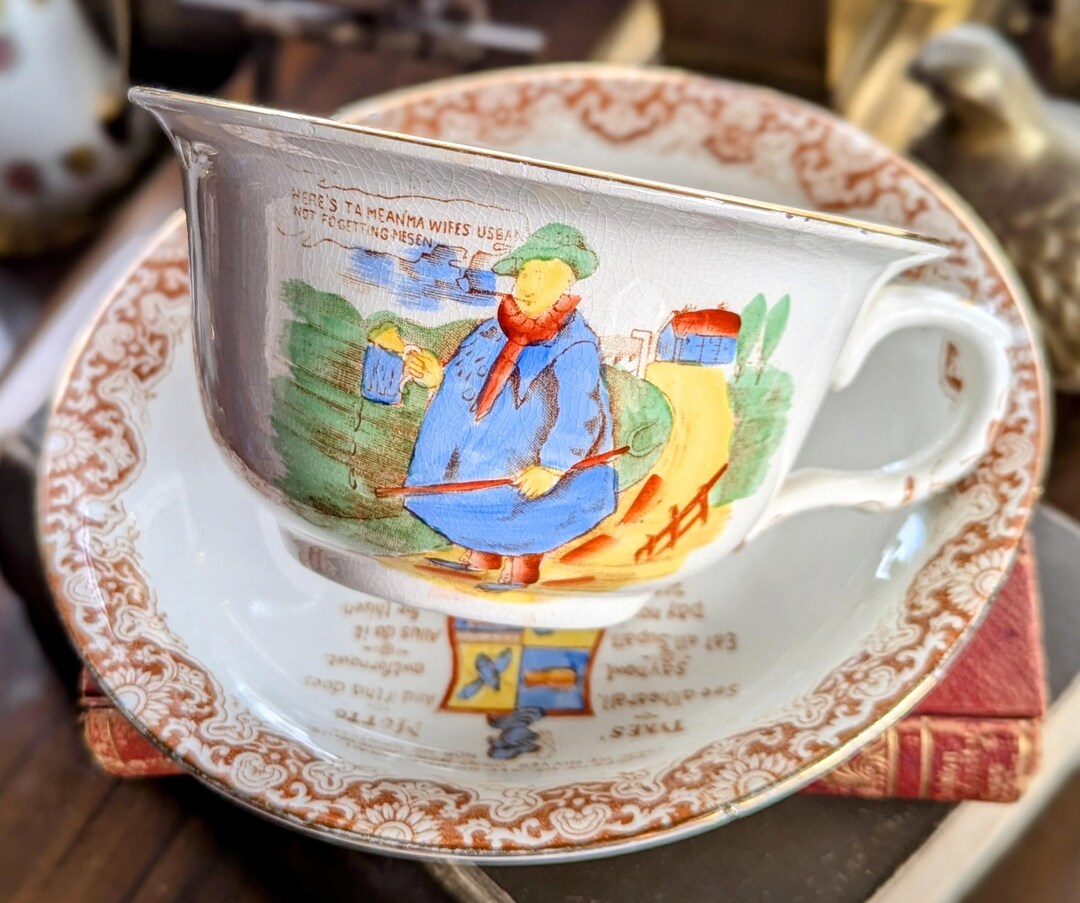 Vintage Oversized British Anchor Pottery York Tyke Pattern Crazed ...