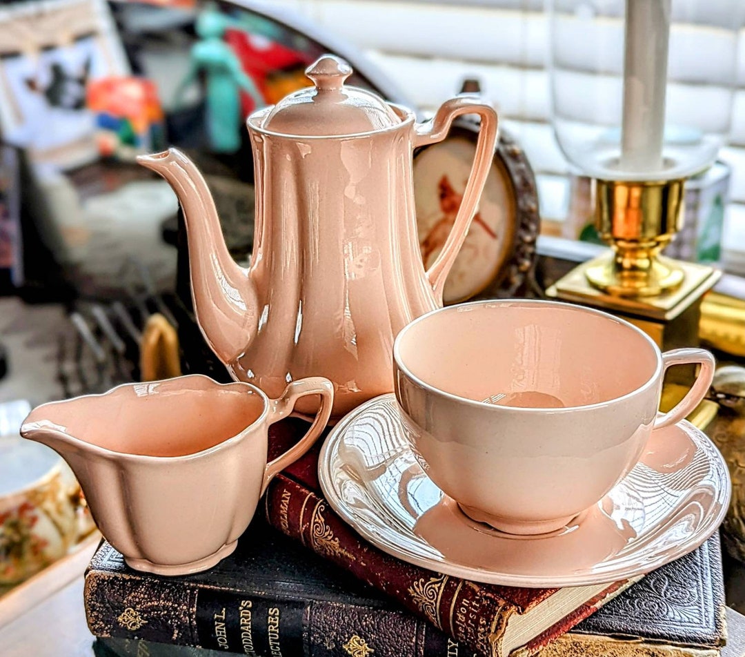 Vintage Johnson Brothers Rosedawn Coffee Set: Dusty Rose Tea Pot, Cup ...