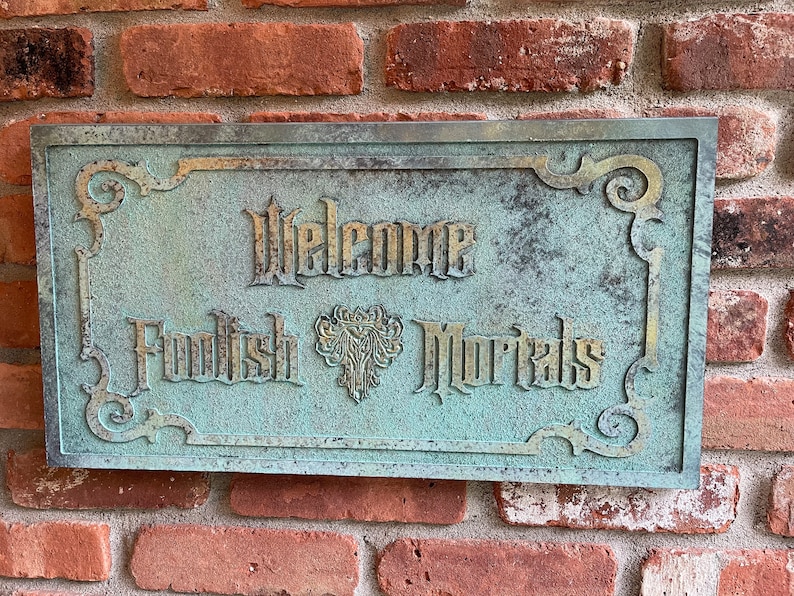 Disney the Haunted Mansion 'welcome Foolish Mortals' Carved Sign With ...