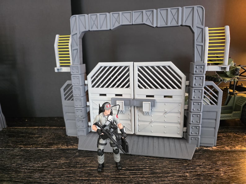 1/12 Scale Action Figure Modular Base Camp GATE SECTION Military Themed ...