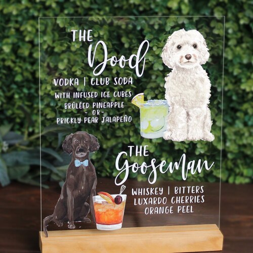 Custom Dog Bar Menu Wedding Acrylic Menu Puptail Puppy - Etsy