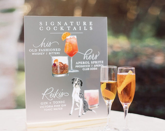 Custom Dog Bar Menu Wedding Great Dane Puptail Lab Puppy Cocktail Menu ...