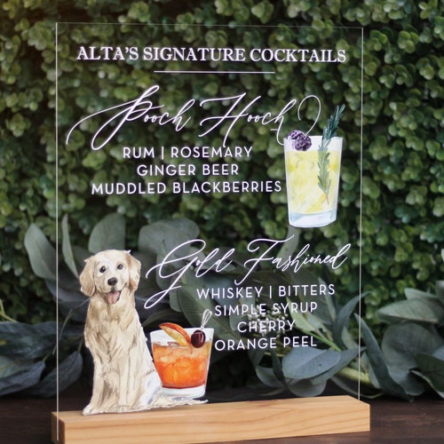 Custom Dog Bar Menu Wedding Great Dane Puptail Lab - Etsy