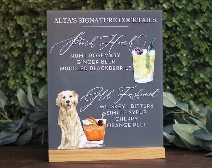 Custom Dog Bar Menu Wedding Goldendoodle Puptail Lab Puppy Cocktail ...