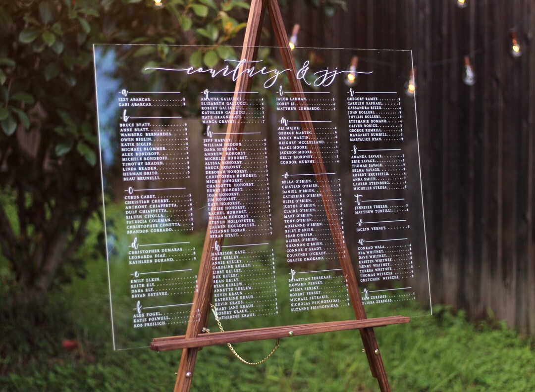 Custom Acrylic Seating Chart Sign / Clear / Wedding / Bridal Shower ...