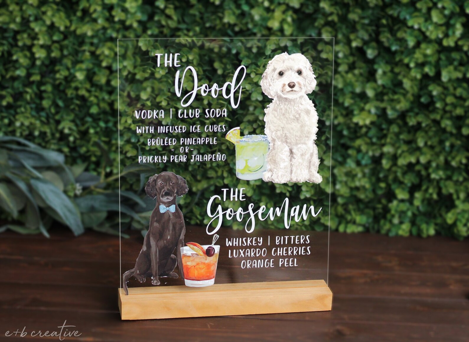 Acrylic Dog Bar Menu Fully Custom Wedding Goldendoodle | Etsy