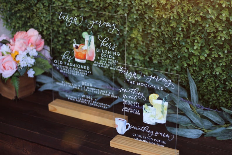 Custom Acrylic Bar Menu Wedding Lucite Clear | Etsy